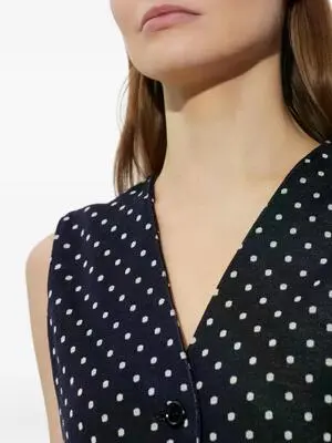 Max Mara Polka Dot Sleeveless Jacket - Blue