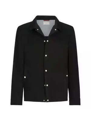 Brunello Cucinelli Lightweight Cashmere Flannel Shirt Jacket - Black