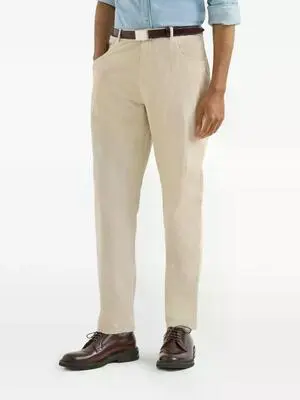 Brunello Cucinelli Garment-dyed Five-pocket Trousers In Cotton Narrow-wale Corduroy - Neutrals