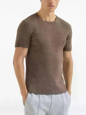 Brunello Cucinelli Denim-effect Ribbed-cotton-jersey Crew-neck T-shirt