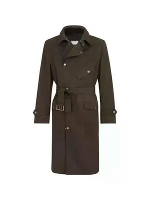 Brunello Cucinelli Water-resistant Microfibre Trench Coat With Nappa Leather Inserts - Brown