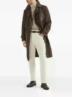 Brunello Cucinelli Water-resistant Microfibre Trench Coat With Nappa Leather Inserts