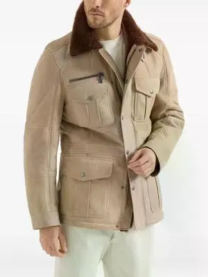 Brunello Cucinelli Shearling Lined Leather Safari Jacket