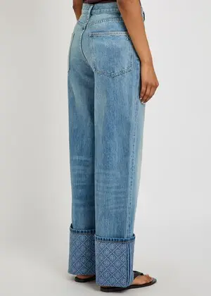 Tory Burch Logo Straight-leg Denim Jeans