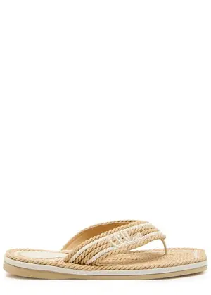 Chloé Braided And Embroidered Flip Flops - Beige