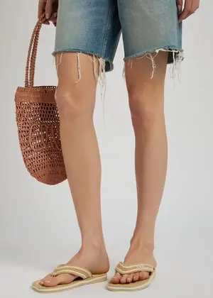 Chloé Braided And Embroidered Flip Flops - Beige