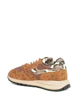AUTRY Reelwind Low Python And Leopard Print Panelled Sneakers - Brown