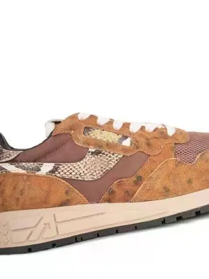 AUTRY Reelwind Low Python And Leopard Print Panelled Sneakers - Brown