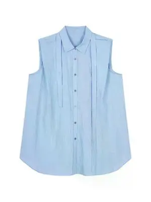 JNBY Sleeveless Pinstriped Shirt - Blue