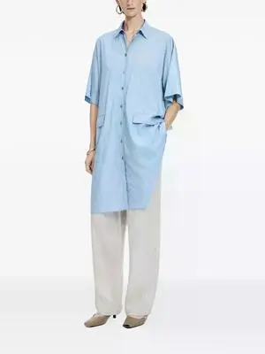 JNBY Crinkle-effect Striped Shirt Dress - Blue
