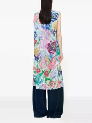 JNBY Floral Print V-neck Sleeveless Midi Dress