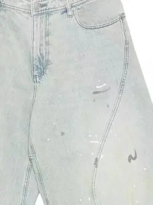 CROQUIS Distressed Paint-splatter Denim Shorts