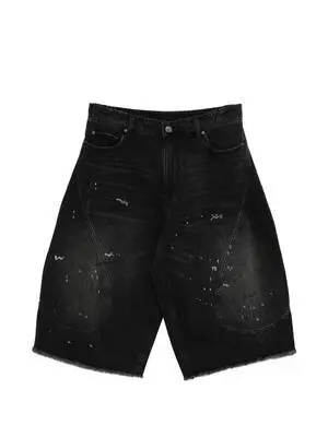 CROQUIS Paint Splatter Denim Shorts - Black