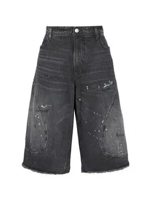 CROQUIS Paint Splatter Denim Shorts - Black