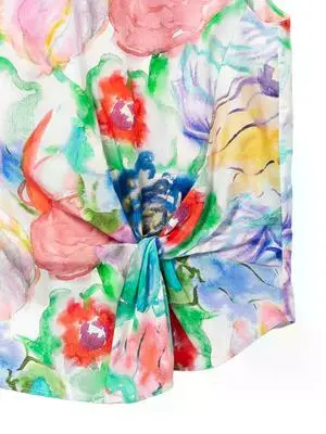 JNBY Sleeveless Floral Print Blouse With Twist Detail - Blue