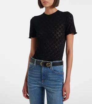 Gucci Gg Cotton-blend Devoré T-shirt - Black