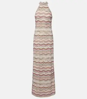 Missoni Zigzag Halterneck Sequined Lame Maxi Dress - Multicoloured