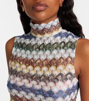 Missoni High Neck Knitted Lame Tank Top