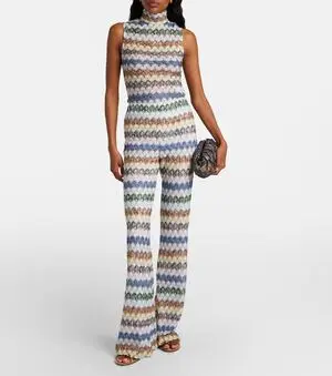 Missoni High Neck Knitted Lame Tank Top
