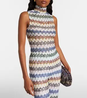 Missoni High Neck Knitted Lame Tank Top