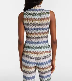 Missoni High Neck Knitted Lame Tank Top