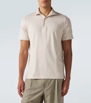 Fedeli Cotton Jersey Polo Shirt - Beige