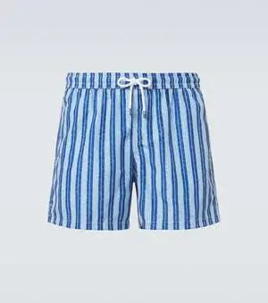 Fedeli Striped Swim Trunks - Blue