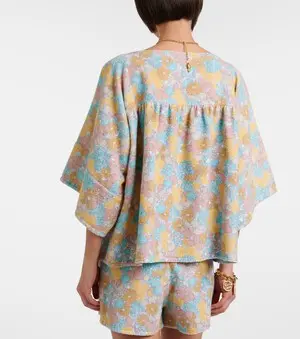 Chloé Gathered Floral Cotton Top - Multicoloured