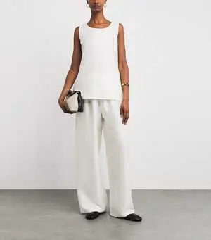 Eskandar Silk Plissé Wide-leg Trousers - White