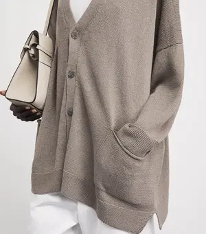 Eskandar Linen And Organic Cotton V-neck Cardigan - Neutral