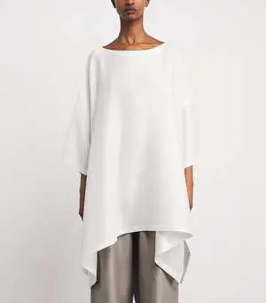 Eskandar Silk Plissé Boatneck Top