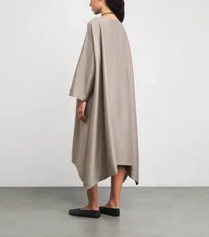 Eskandar Silk Plissé Boatneck Midi Dress