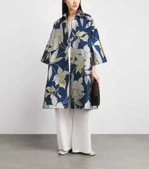 Eskandar Cotton-silk Jacquard Floral Shacket