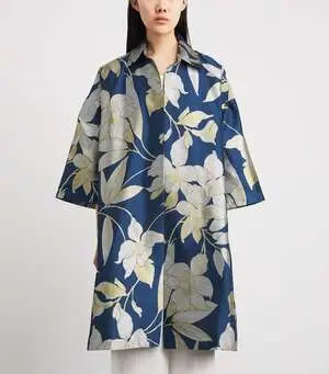 Eskandar Cotton-silk Jacquard Floral Shacket