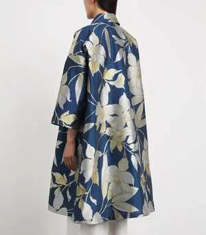 Eskandar Cotton-silk Jacquard Floral Shacket