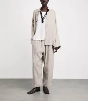 Eskandar Linen-blend Tweed Mandarin Collar Jacket