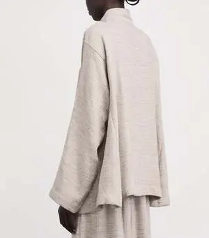 Eskandar Linen-blend Tweed Mandarin Collar Jacket