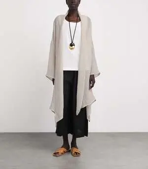 Eskandar Linen-blend Longline Cardigan