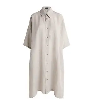 Eskandar Linen-blend Stripe Shirt Dress - Neutral