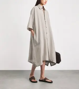 Eskandar Linen-blend Stripe Shirt Dress