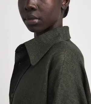 Eskandar Linen Wide Midi Shirt Dress
