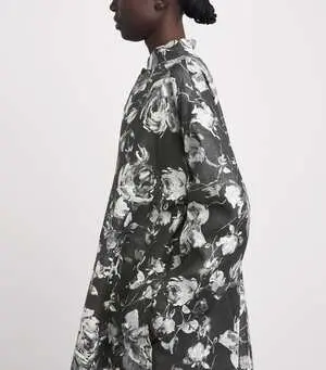 Eskandar Floral Print Linen A-line Jacket