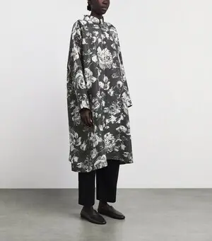 Eskandar Floral Print Linen A-line Jacket