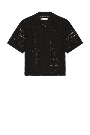 HONOR THE GIFT Pointelle Crochet Camp Collar Shirt