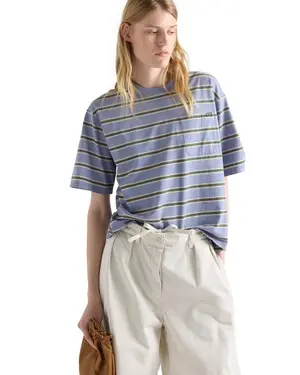 Prada Striped Cotton Jersey T-shirt - Periwinkle/lime