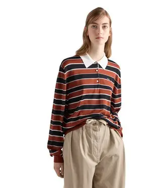 Prada Striped Silk Polo Shirt