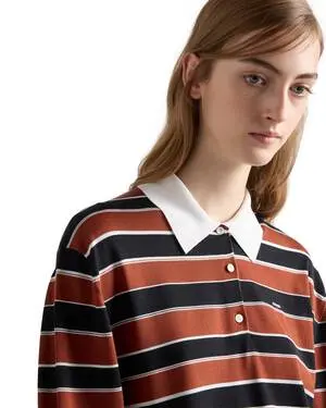 Prada Striped Silk Polo Shirt