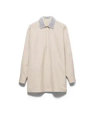 Prada Embroidered Poplin Shirt - Desert Beige