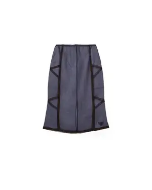 Prada Organza Intarsia Pencil Skirt - Navy