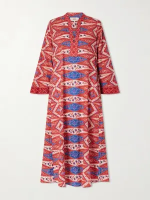 EMPORIO SIRENUSE Jenna Printed Cotton-voile Coverup - Red